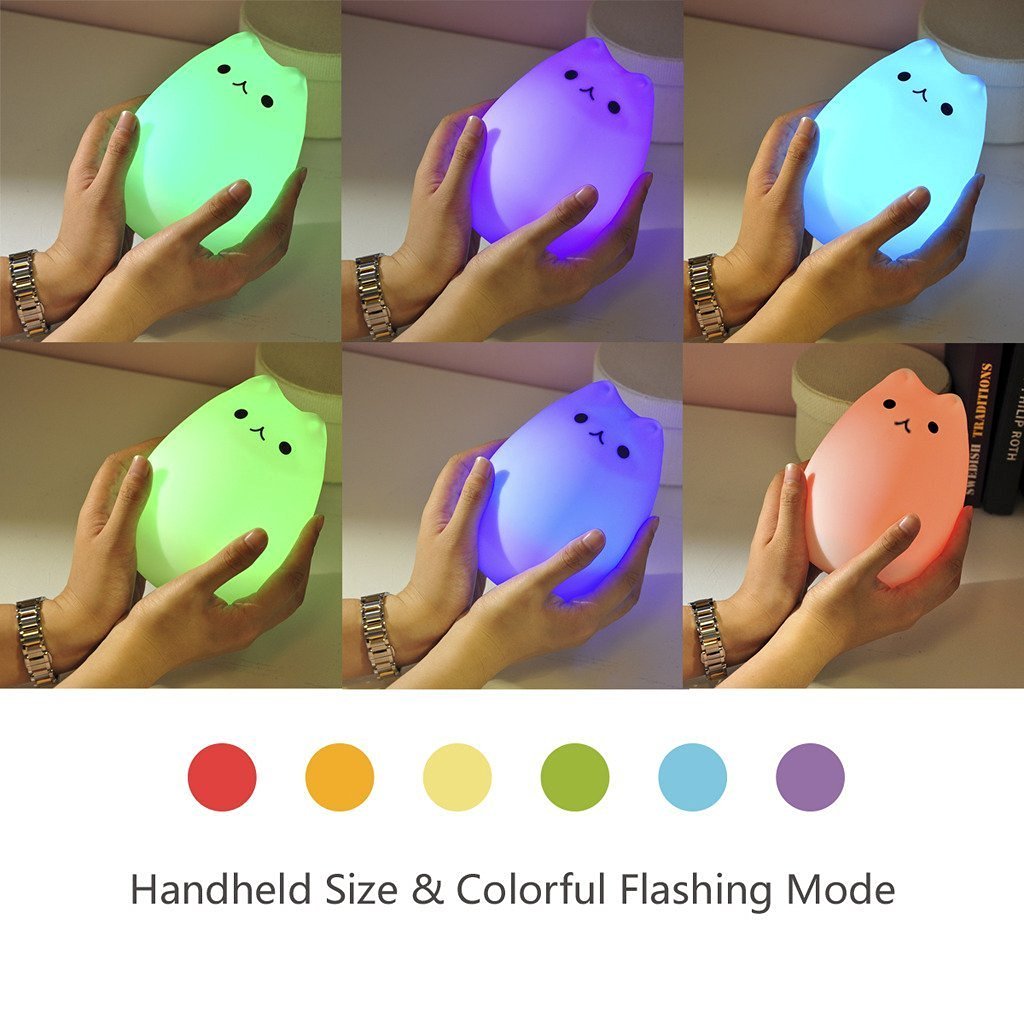 Silicone LED Cat Night Light Breathes New Colors - Cool Stuff for Cats