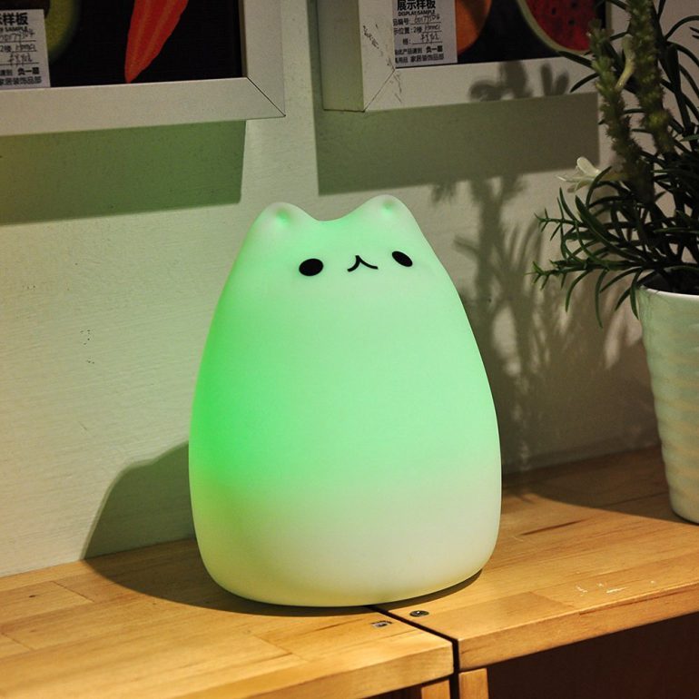 Silicone LED Cat Night Light Breathes New Colors - Cool Stuff for Cats